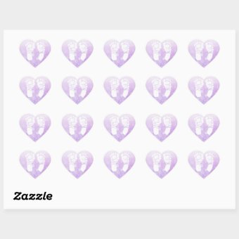 Purple Heart Baby Footprints Stickers | Zazzle