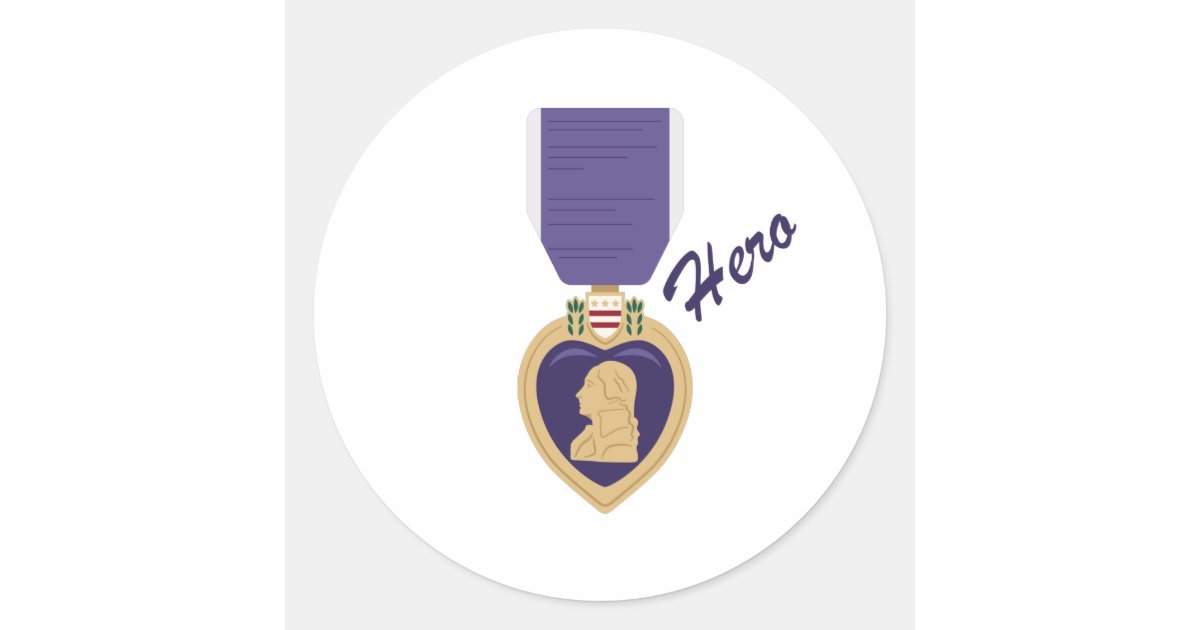 Purple Heart Hero Classic Round Sticker | Zazzle