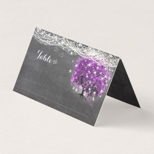 Purple Heart Leaf Tree Wedding Place Cards | Zazzle.com