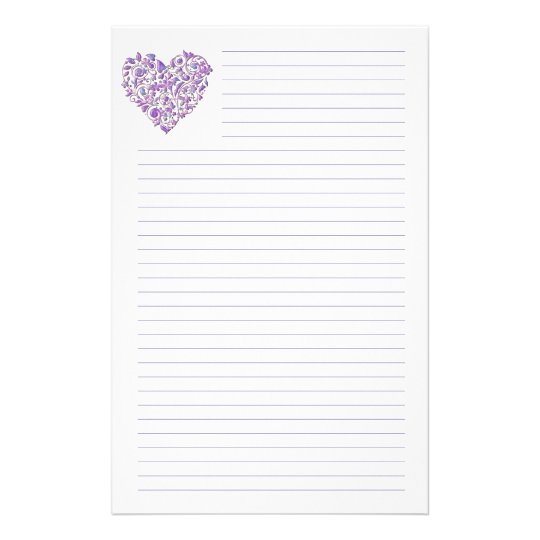 Purple Heart Lined Stationery | Zazzle.com