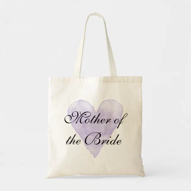 Purple heart Mother of the Bride wedding tote bag | Zazzle