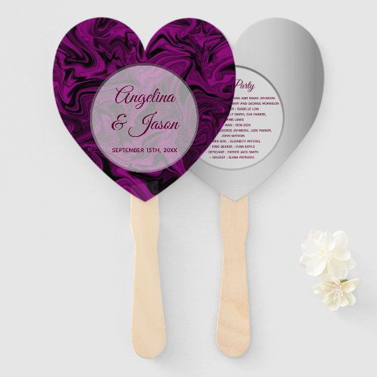 Purple Heart Wedding Program Hand Fan | Zazzle.com