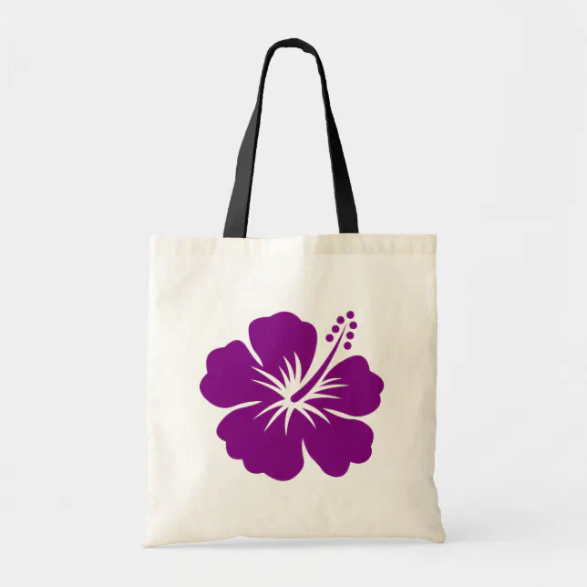 Purple hibiscus aloha flower tote bag | Zazzle