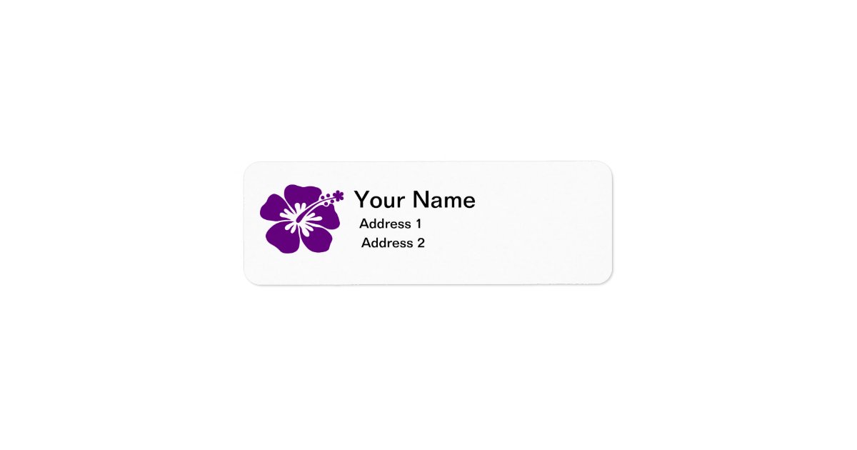 purple hibiscus flower address label | Zazzle