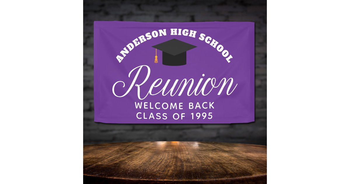Purple High School Reunion Custom Welcome Banner | Zazzle