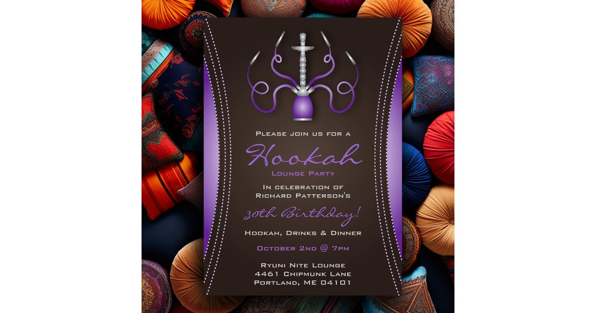 Purple Hookah Party Invitation | Zazzle