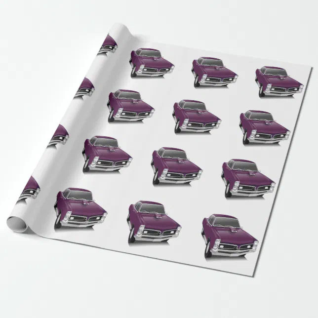 Purple hot rod muscle car wrapping paper | Zazzle