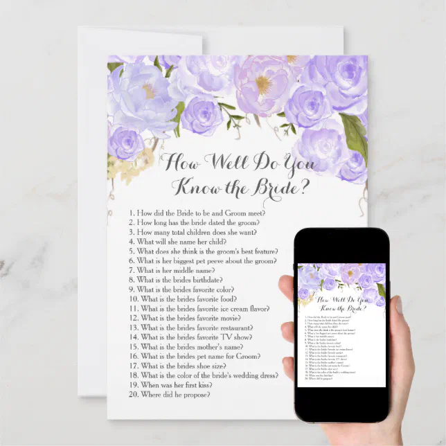 purple How well do you know the bride? Invitation | Zazzle