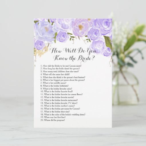 purple How well do you know the bride? Invitation | Zazzle