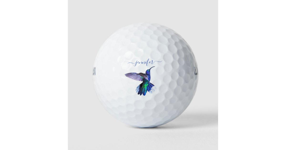Purple Hummingbird Flying Personalized Name Golf Balls | Zazzle