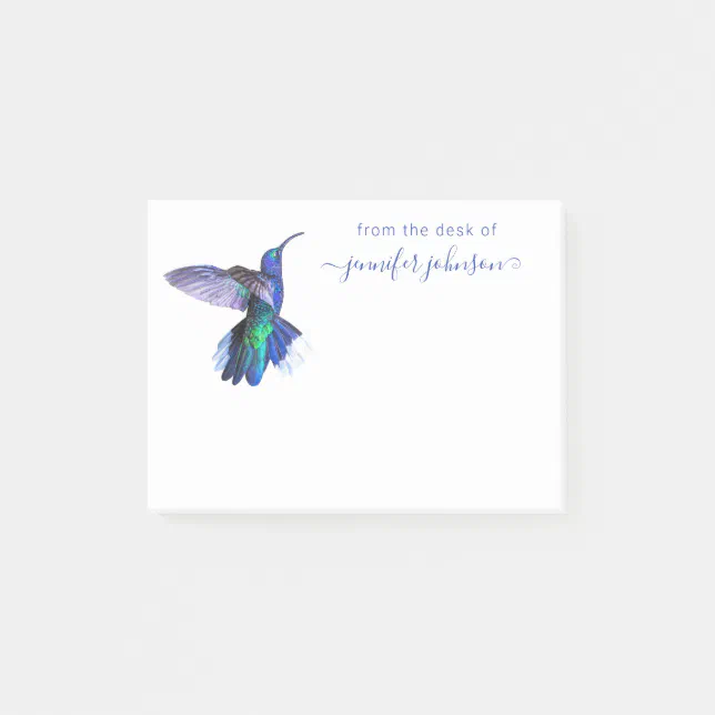 Purple Hummingbird From the Desk of Personalized Post-it Notes | Zazzle