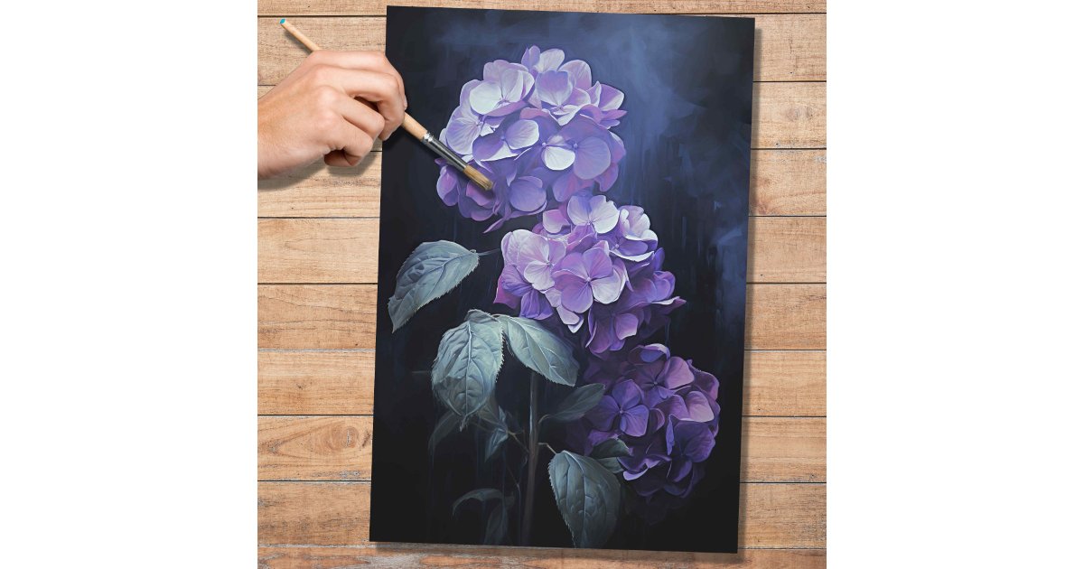 Purple Hydrangea 1 Decoupage Paper | Zazzle
