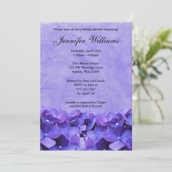 Purple Hydrangea Bridal Shower Invitation | Zazzle