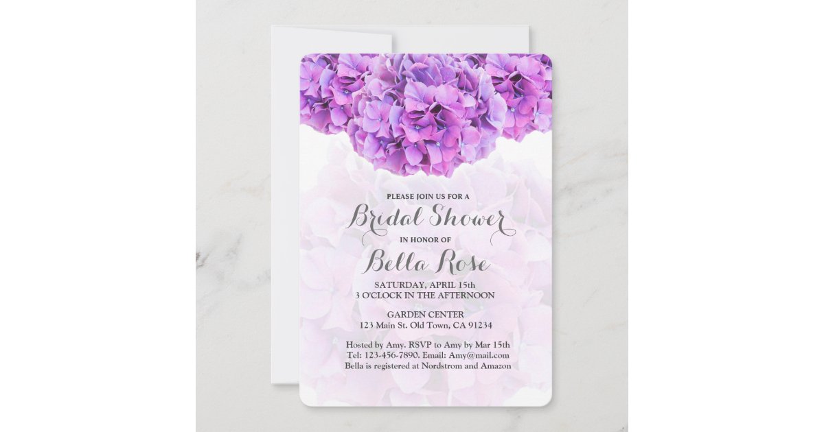 Purple hydrangea bridal shower invite hydrangea4 | Zazzle