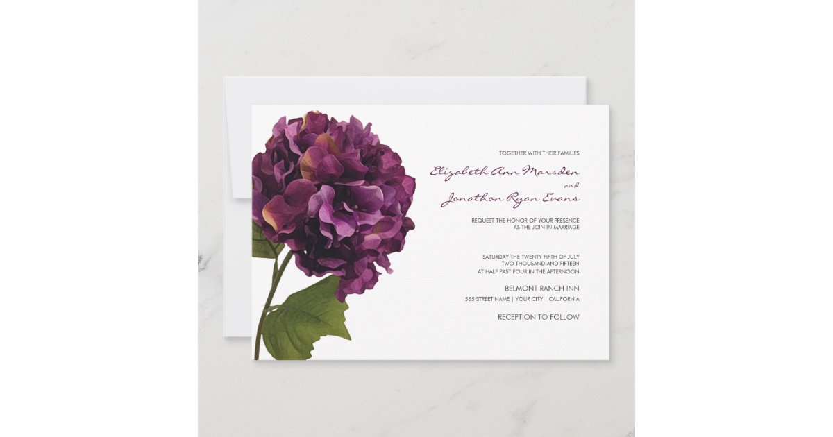 Purple Hydrangea - floral wedding invitation | Zazzle