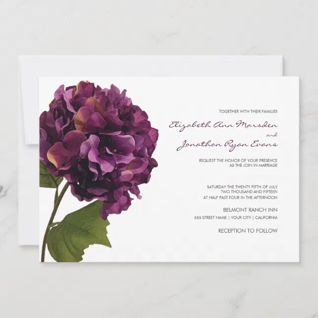 Purple Hydrangea - floral wedding invitation | Zazzle