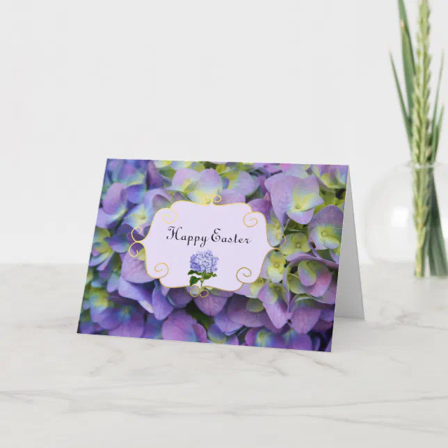 Purple Hydrangea flowers Easter Card | Zazzle