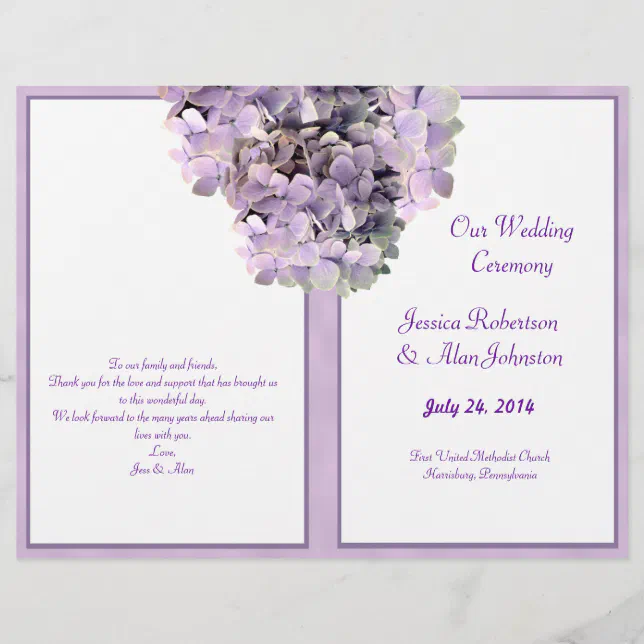 Purple Hydrangea Template Wedding Program | Zazzle