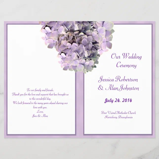 Purple Hydrangea Template Wedding Program | Zazzle