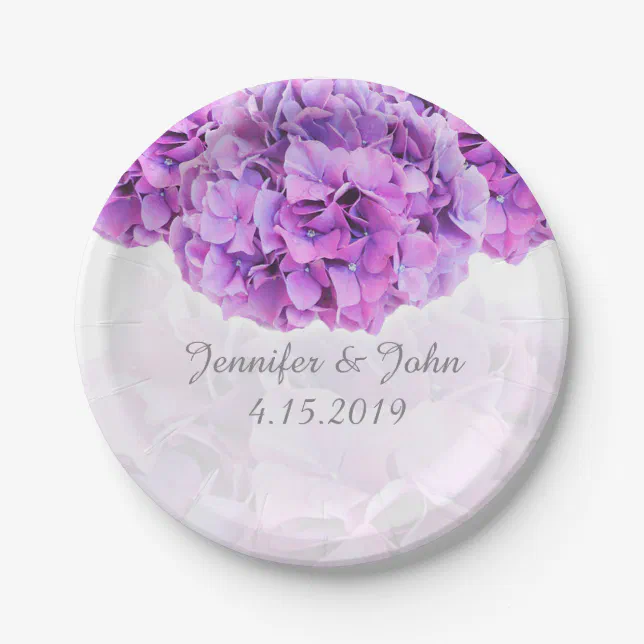 Purple Hydrangea Wedding Collection Paper Plate | Zazzle