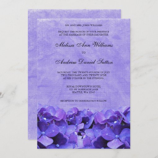 Purple Hydrangea Wedding Invitations | Zazzle