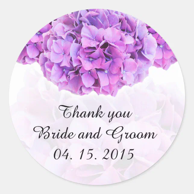 Purple hydrangea wedding stickers hydrangea4 | Zazzle