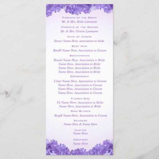 Purple Hydrangeas Wedding Program | Zazzle