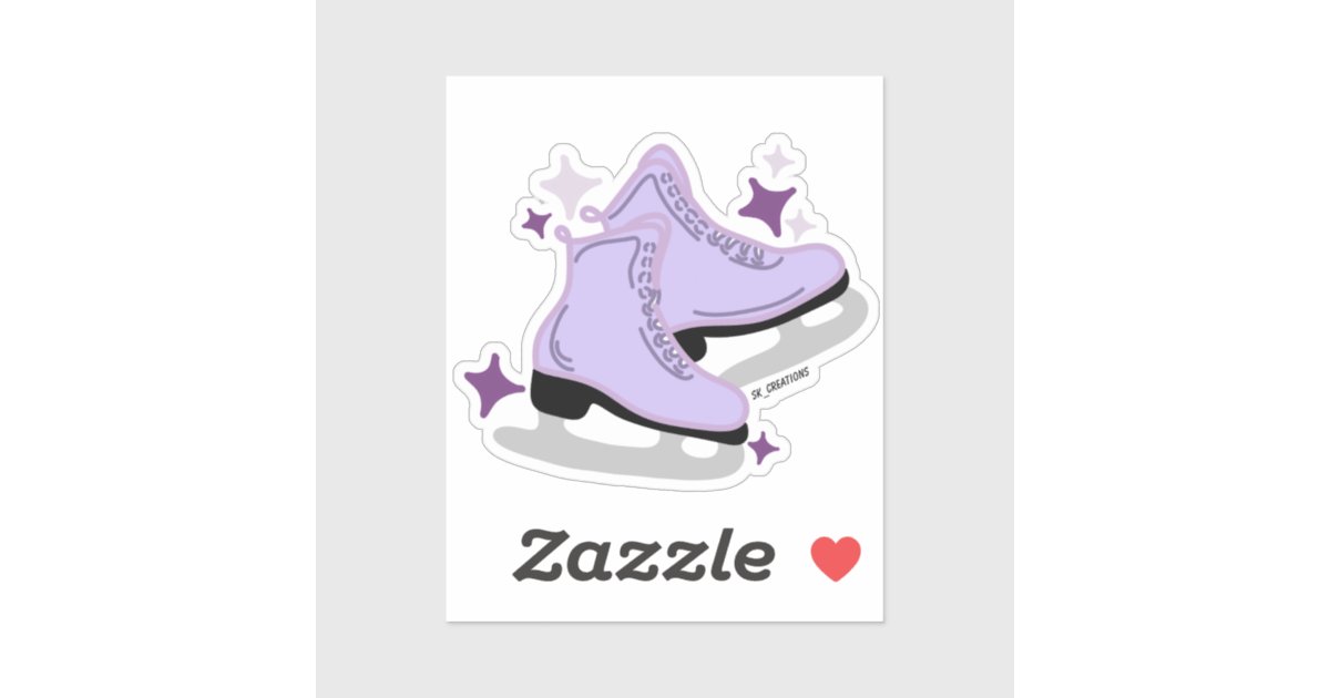 Purple Ice Skates Sticker | Zazzle