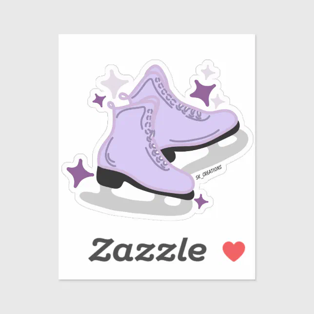 Purple Ice Skates Sticker | Zazzle