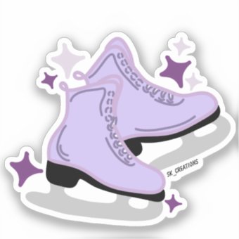 Purple Ice Skates Sticker | Zazzle