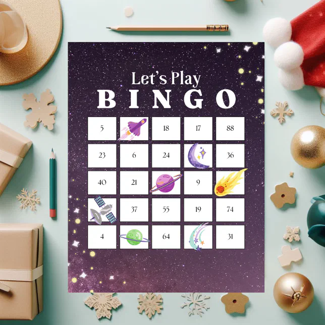 Purple Illustration Christmas Bingo Jigsaw Puzzle | Zazzle