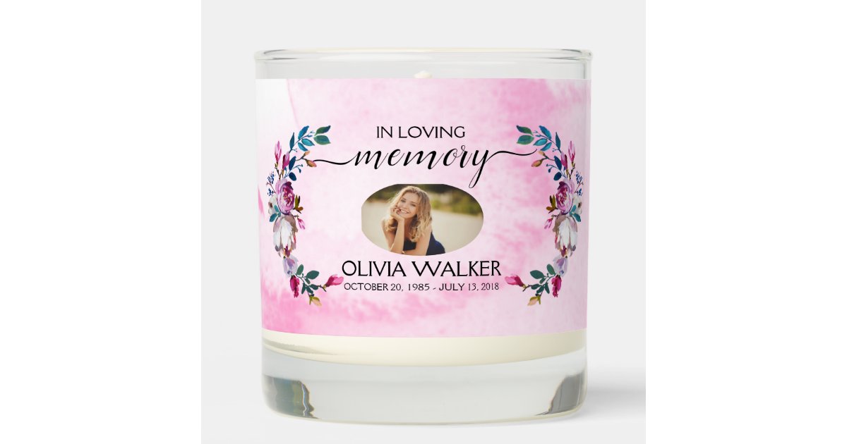 Purple In Loving Memory Photo Memorial Scented Candle | Zazzle