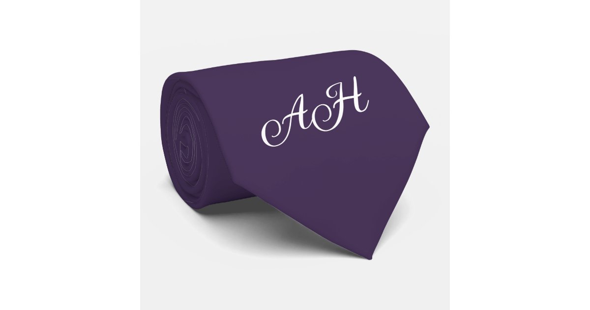 Purple Initial Groomsmen Monogram Monogrammed Neck Tie | Zazzle