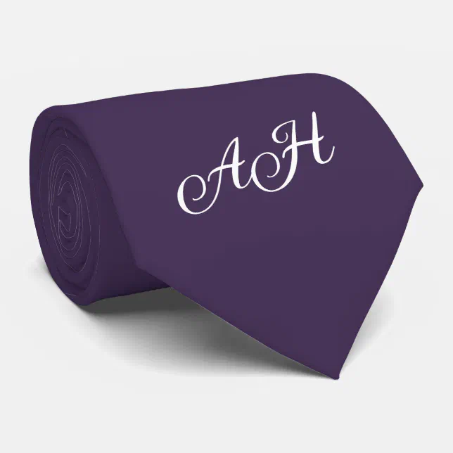 Purple Initial Groomsmen Monogram Monogrammed Neck Tie | Zazzle