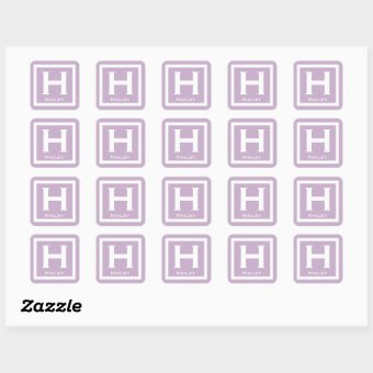 Purple Initial Name Kids Girl Party Back to School Square Sticker | Zazzle