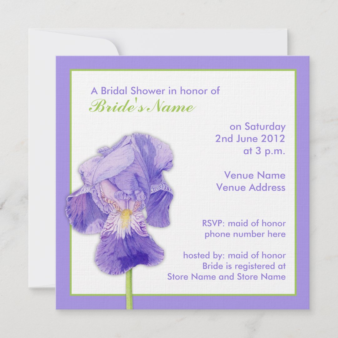 Purple Iris Bridal Shower Invitation | Zazzle