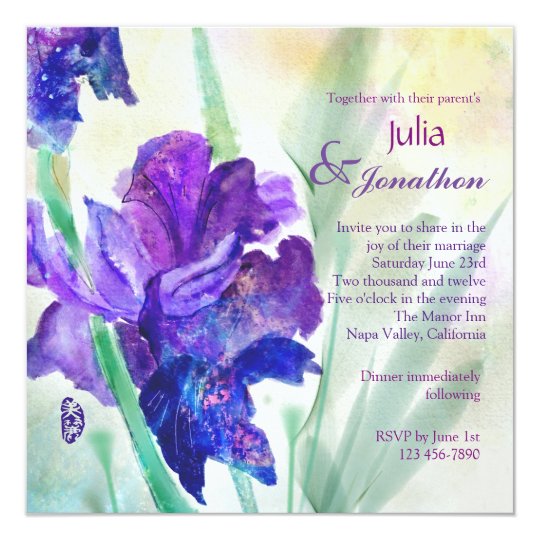 Purple Iris Custom Wedding Invitation | Zazzle.com