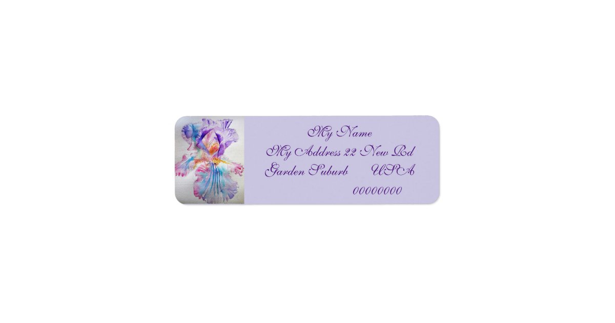 Purple Iris Flower floral Return Address Labels | Zazzle