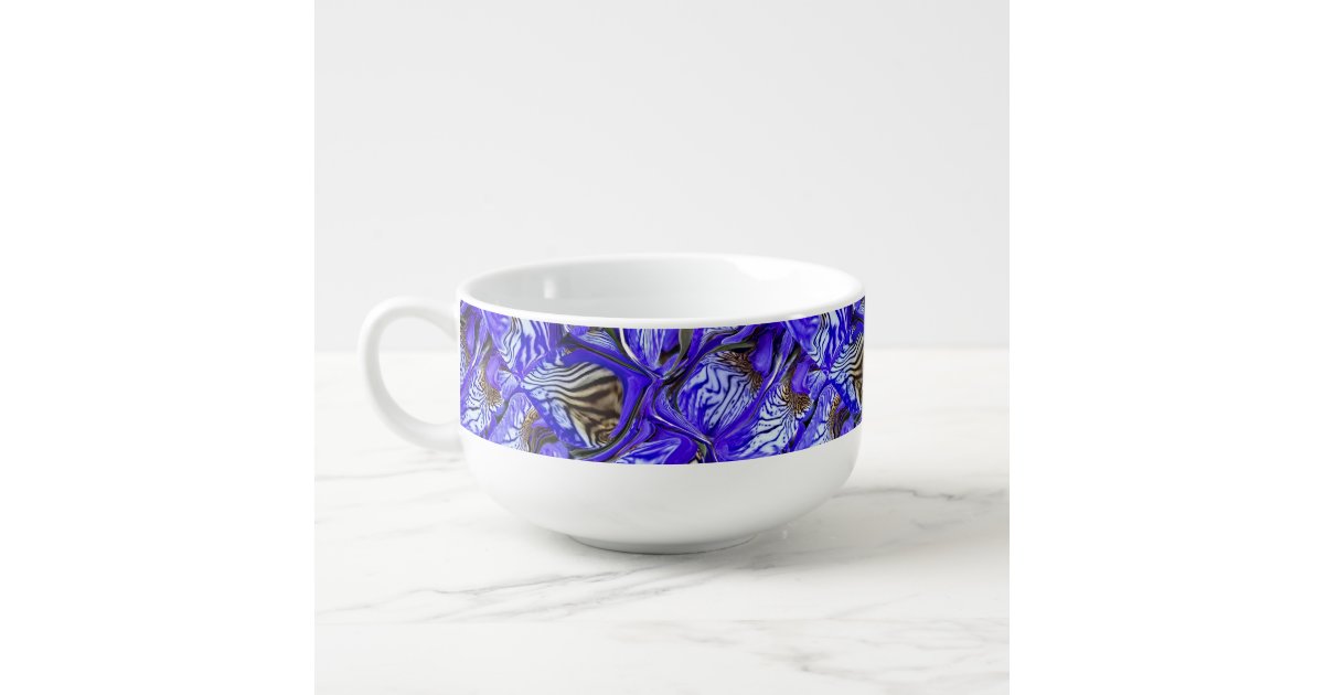 Purple Iris Flower / Slanted / Tiled / Soup Mug | Zazzle