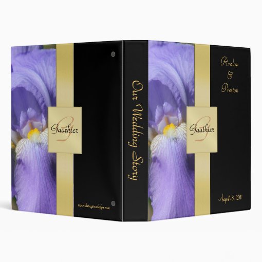 Purple Iris Gold Monogram Ribbon Binder | Zazzle