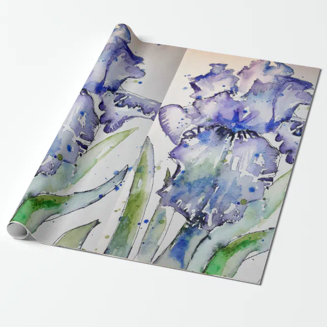 Purple Iris irises flowers Watercolor Wrapping Wrapping Paper | Zazzle