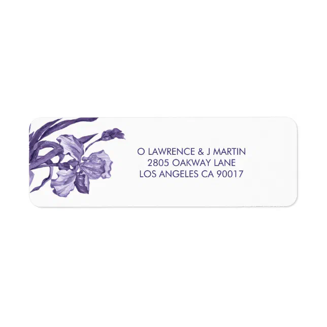 Purple Iris Watercolor Label | Zazzle