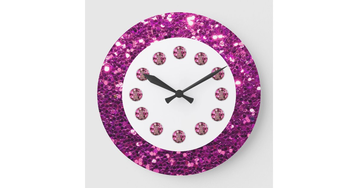 Purple Jewel Bling Wall Clock | Zazzle