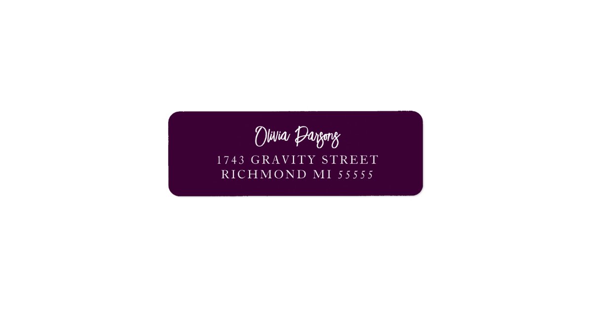 Purple Jewel Modern Hand Lettering Script Address Label | Zazzle