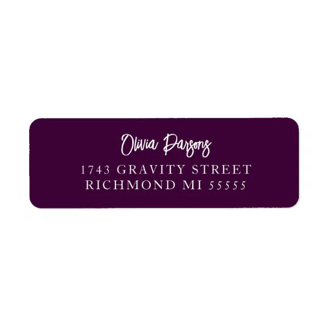 Purple Jewel Modern Hand Lettering Script Address Label | Zazzle