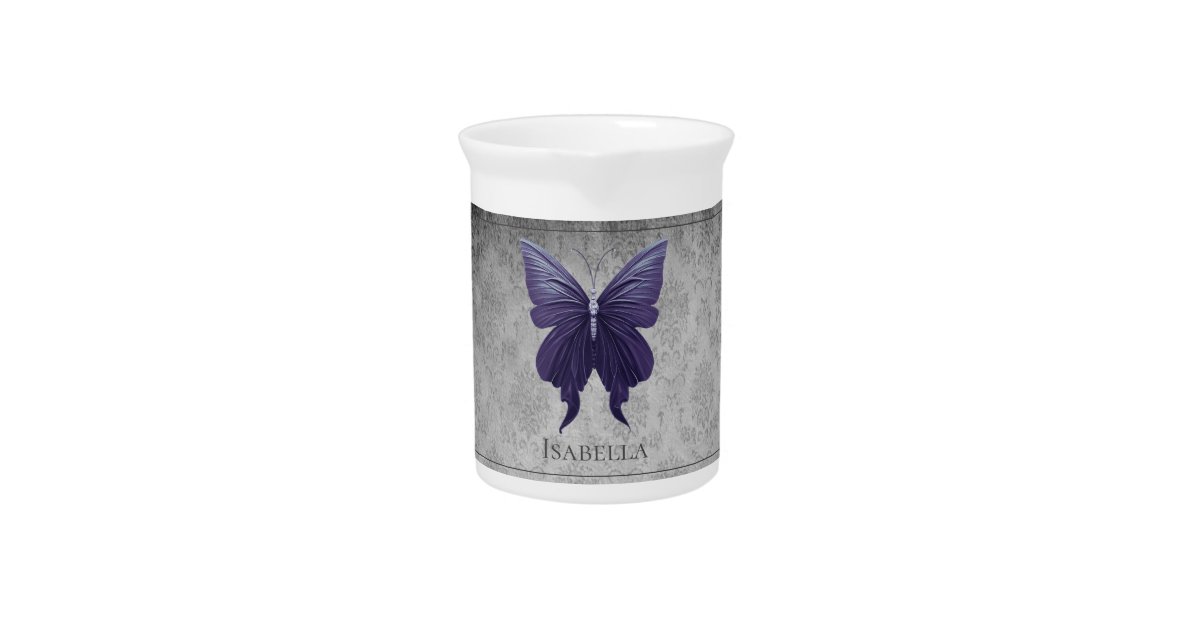 Purple Jeweled Butterfly Beverage Pitcher | Zazzle