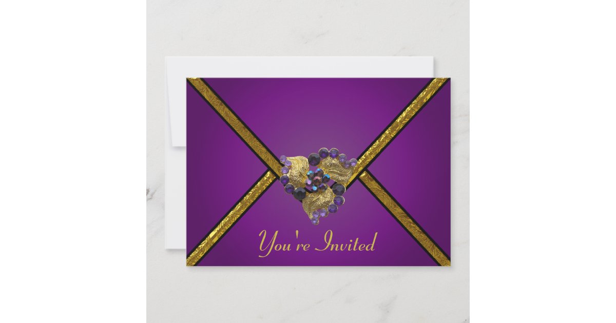 Purple Jeweled Party Invitation | Zazzle