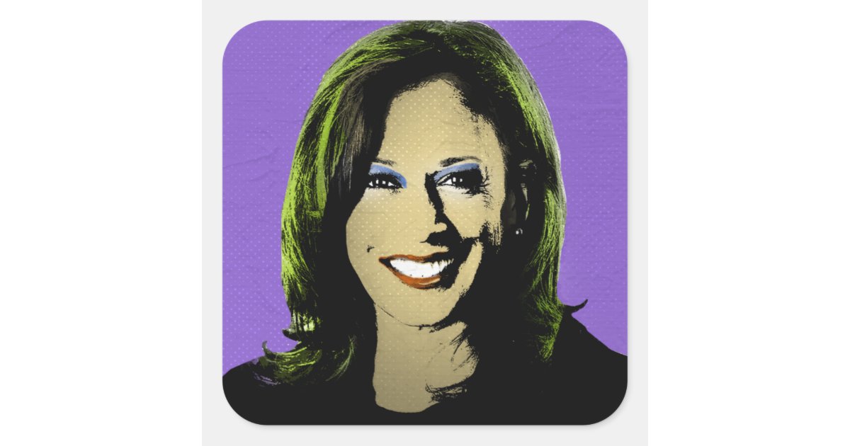 Purple Kamala Harris Pop Art Square Sticker | Zazzle