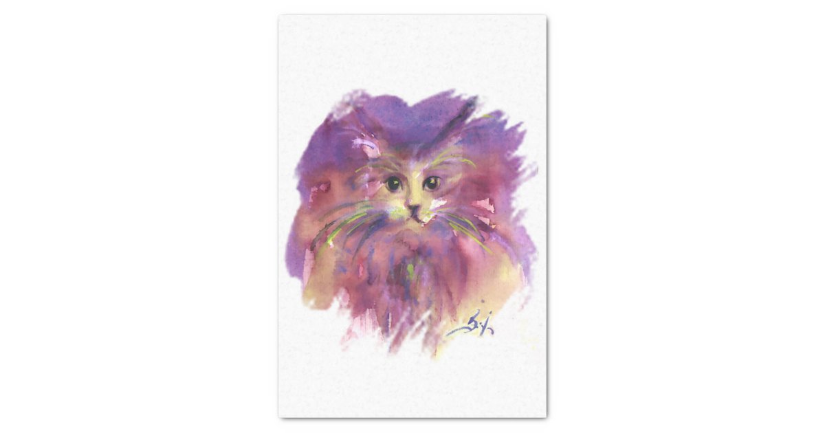 PURPLE KITTEN,KITTY CAT PORTRAIT TISSUE PAPER | Zazzle