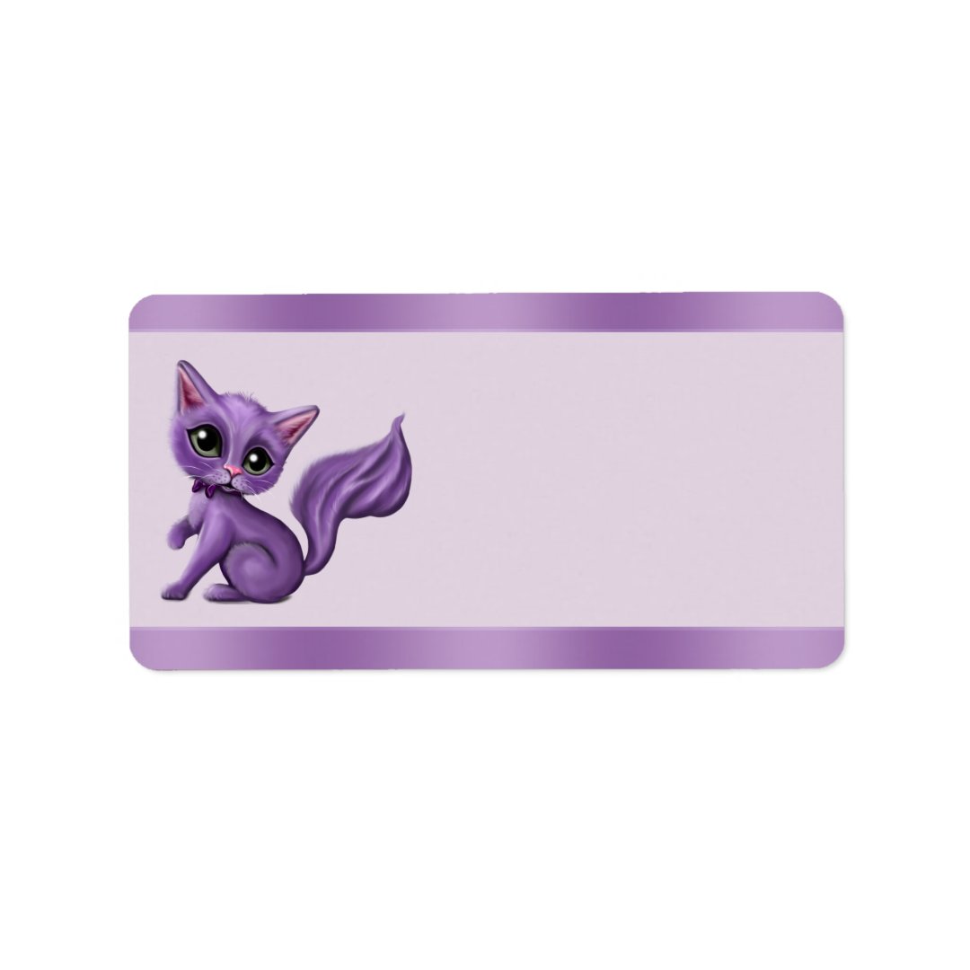 Purple Kitty Address Labels | Zazzle